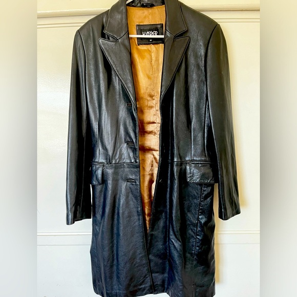 Kasper | Jackets & Coats | Kasper Black Long Leather Coat | Poshmark